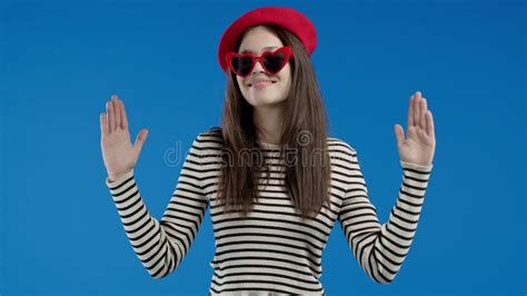 Big Large And Small Tiny Concept Woman Showing Difference Between