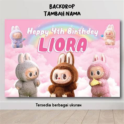 Jual Backdrop Labubu Doll Background Banner Wallpaper Dekorasi Ultah Hbd Happy Birthday Hiasan
