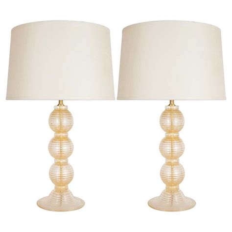 Pair Of Hand Blown Mid Century Murano Glass Lamps At 1stdibs