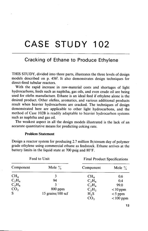 SOLUTION Case Study Cracking Of Ethane To Produce Ethylene Studypool