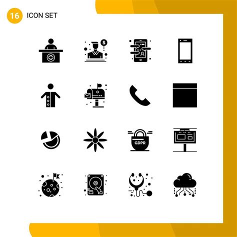 16 Universal Solid Glyphs Set For Web And Mobile Applications Monk