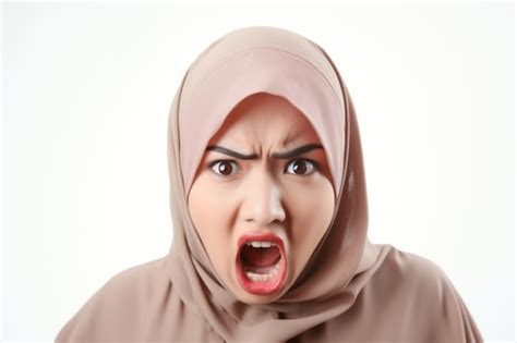 Premium Ai Image A Woman In A Hijab Is Screaming With Her Mouth Wide Open