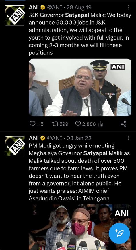 Searching Ani News Feed For Satyapal Mallik Brings Up Stories From 2019