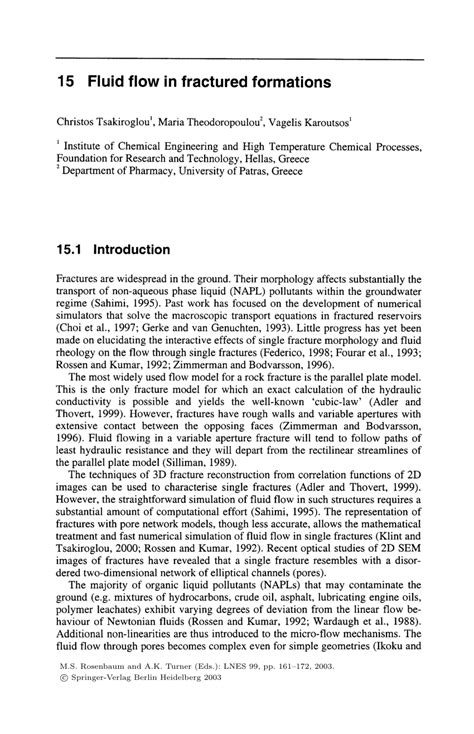 Pdf Fluid Flow In Fractured Formations