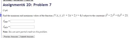Solved Find The Minimum And Maximum Values Of The Function F