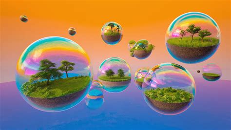 Обои на рабочий стол абстрактная картина на которой прозрачной оболочке парят кусочки