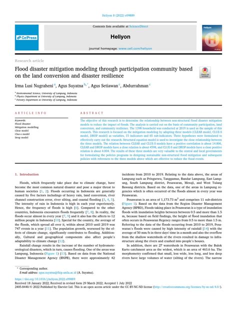 Flood Disaster Mitigation Modeling Through Participation Community