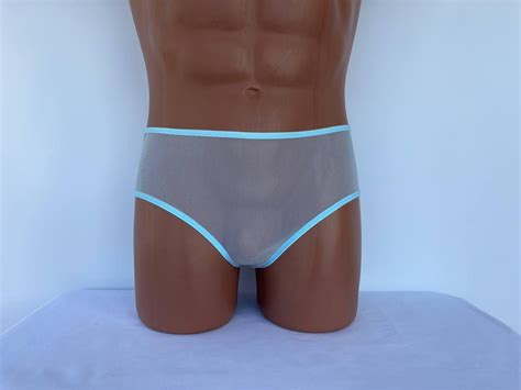Blue Mens Mesh Sheer Brief Sheer Underwear For Men Etsy
