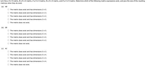 Solved Let A Be A 3 X 5 Matrix B A 5x2 Matrix Ca 3 X 4