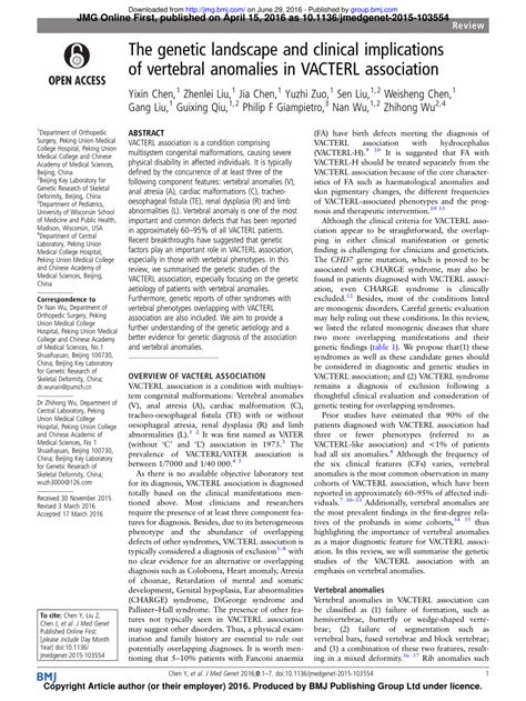Pdf The Genetic Landscape And Clinical Implications Of Vertebral