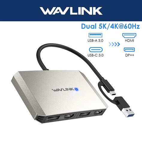 Wavlink Hdmi Adapter With Displaylink Docking Station Dual 5k 60hz Monitor Hub Type A Usb C To