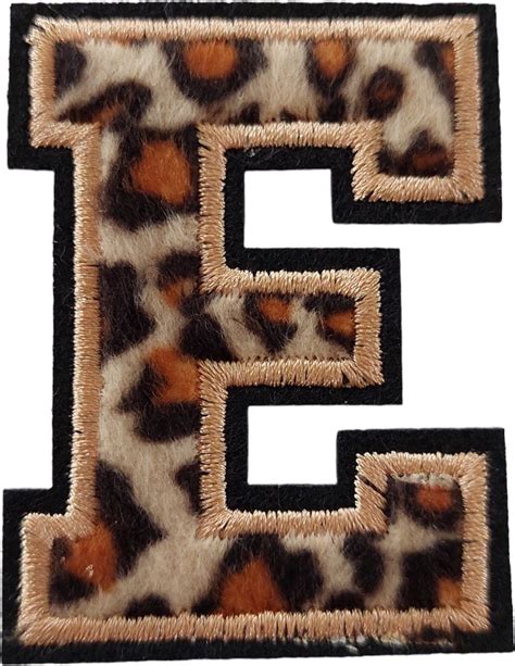 Strijk Embleem Alfabet Patch Letter E Panterprint 6cm Hoog