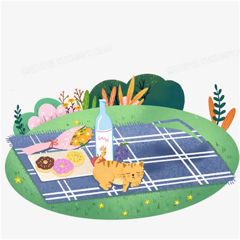 卡通手绘野餐免抠元素PNG图片素材下载 手绘PNG 熊猫办公