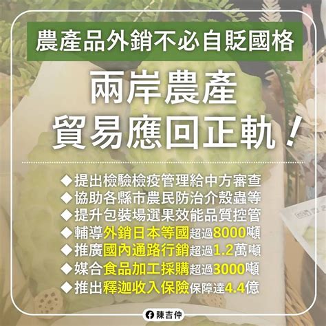 陳吉仲 【農產品外銷不必自貶國格 兩岸農產貿易應回正軌】