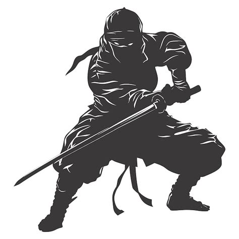 Premium Vector Silhouette Ninja Assassin Black Color Only Full Body