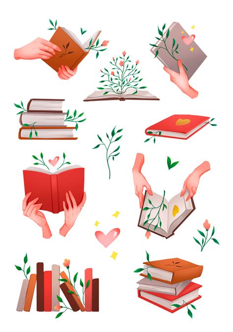 Иллюстрация стикеры книги в стиле 2d