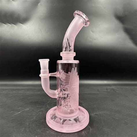 Pink Glass Water Pipe With Frosted Detailing Elegant And Functional — Vape702usa