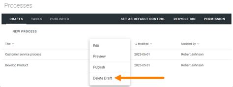 Delete A Draft Process — Omnia Documentation