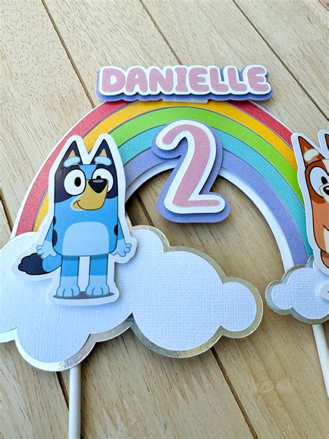 Bluey Cake Topper Bluey And Bingo Cake Topper Rainbow Bluey Theme