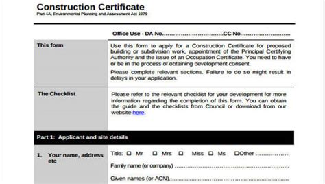 FREE Construction Application Forms In PDF MS Word