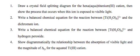 1 Draw A Crystal Field Splitting Diagram For The