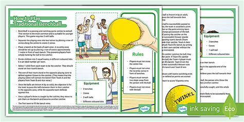 Benchball Rules Ks2 Exciting Pe Games Twinkl