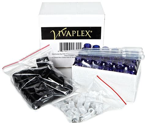 Vivaplex 24 Cobalt Blue 10 Ml Glass Roll On Bottles With Stainless