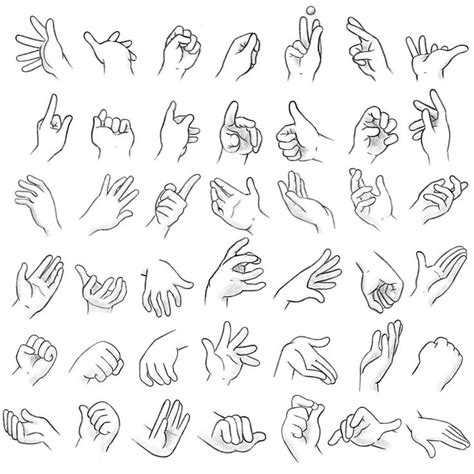 Hand Gestures Drawn In Black And White