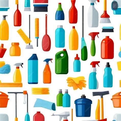 Cleaning Supplies Vector Set White Background Isolated A High Qua