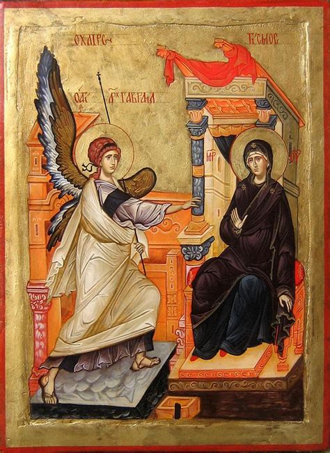 Zwiastowania R Cznie Malowane Prawos Awna Ikona Bizantine Etsy Polska Orthodox Icons