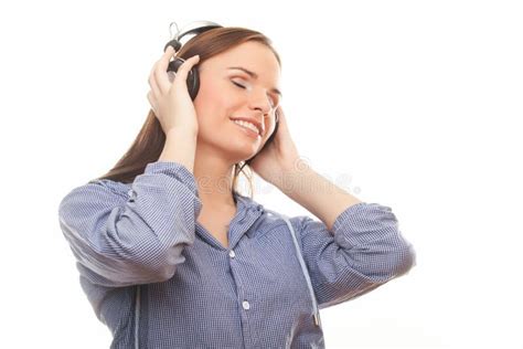 Beautiful Women Listening Music In Headphones Stock Image Image Of