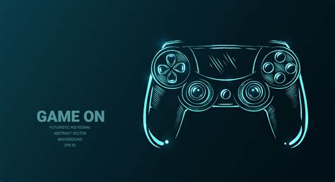 futuristic illustration with joystick game controller or sketch