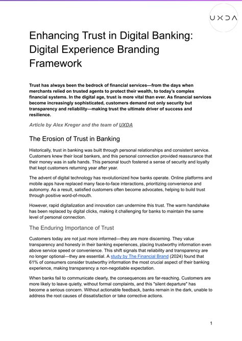 Pdf Enhancing Trust In Digital Banking Digital Experience Branding Framework