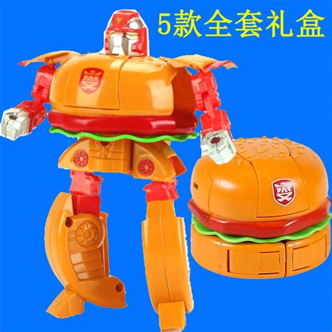 汉堡变形玩具机器人全套金刚机战奇兵快餐变形食品蛋糕薯条礼物swumen