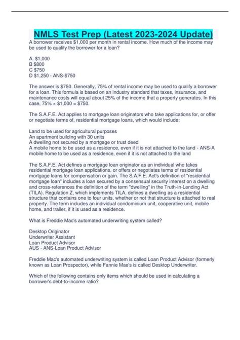 Nmls Flashcards 2 Latest Update A And Nmls Test Prep Latest Update Solved Questions And