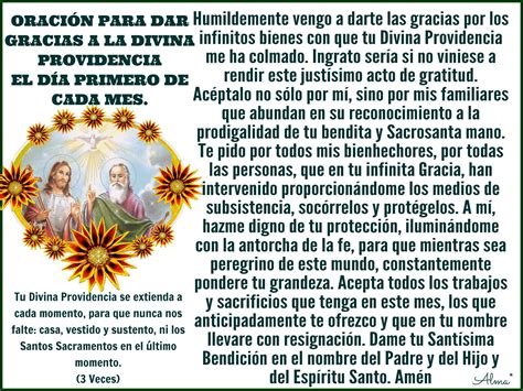 OraciÓn Para Dar Gracias A La Divina Providencia El DÍa Primero De Cada