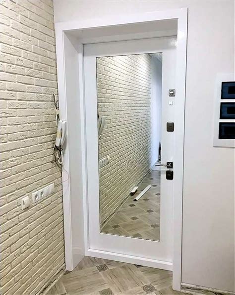 Modern Entry Door With Mirror And Video Doorbell