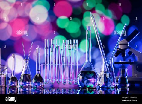 Science Concept Background Microscope And Laboratory Glassware