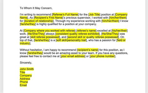 Reference Letter Template Employee Reference Letter Reference