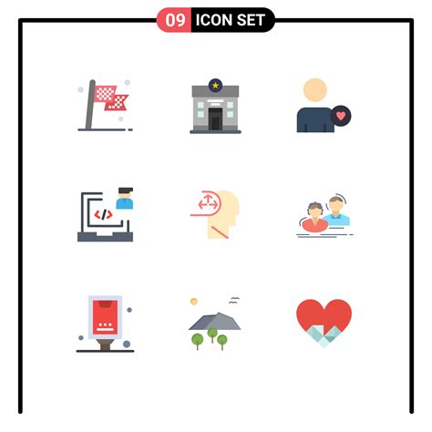 Pack Of 9 Creative Flat Colors Of Autism Laptop Stare Development Coding Editable Vector Design