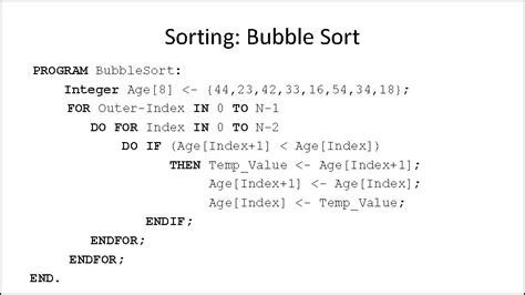 Sorting Optimising Bubblesort Damian Gordon Sorting Bubble Sort