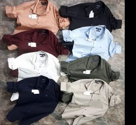 Plain Mens Readymade Cotton Lycra Shirts Full Or Long Sleeves