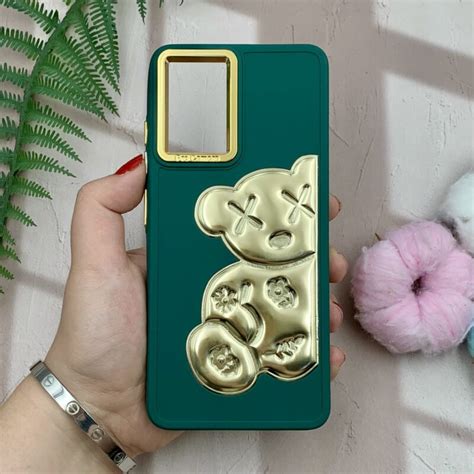 قاب گوشی Galaxy A32 4g سامسونگ سیلیکونی عروسکی تدی طلایی سه بعدی برجسته