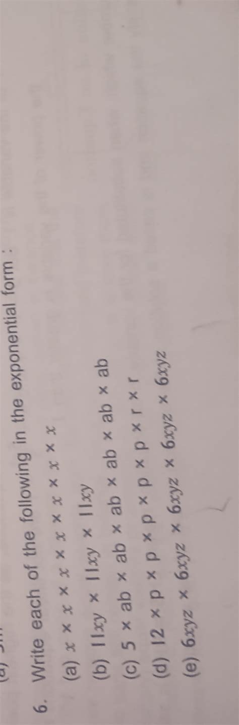 Write Each Of The Following In The Exponential Form A X Times X Time