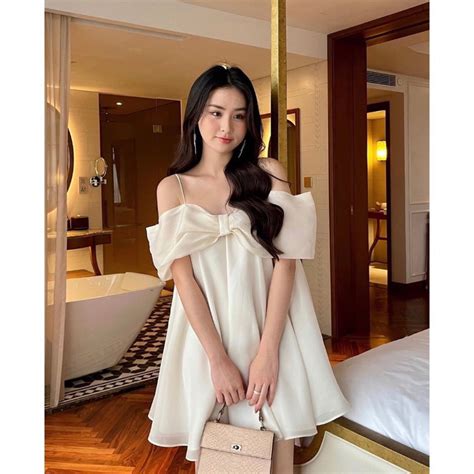 Sg Stock Women Cute Hana Dress Spaghetti Strap Ribbon Bow Shopee