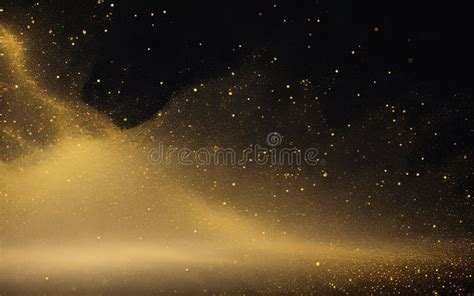 Golden Dust Cloud Sparkling On A Dark Background Creating A Festive