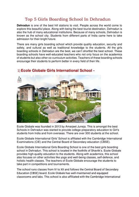 Ppt Top 5 Girls Boarding School In Dehradun Powerpoint Presentation