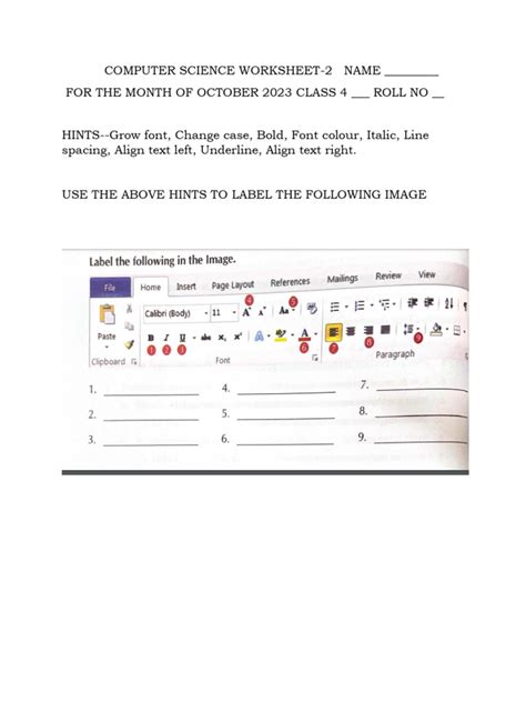 Computer Science Worksheet 2 Name Pdf