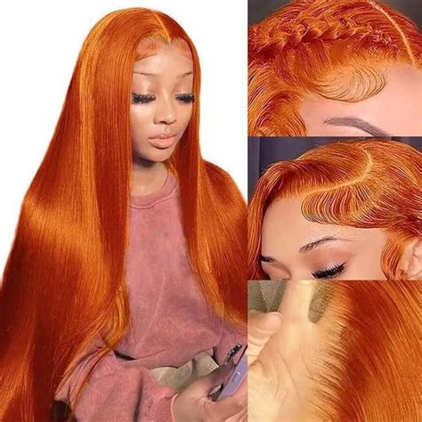 Ginger Wig Human Hair 13x4 Straight Ginger Orange Lace Front Wigs Human