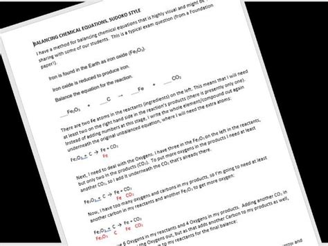Balancing Chemical Equations For Visual Learners Teaching Resources